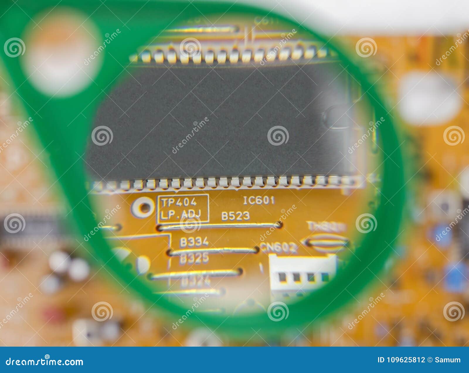 Circuit Board and Magnifying Glass Stock Photo - Image of components ...