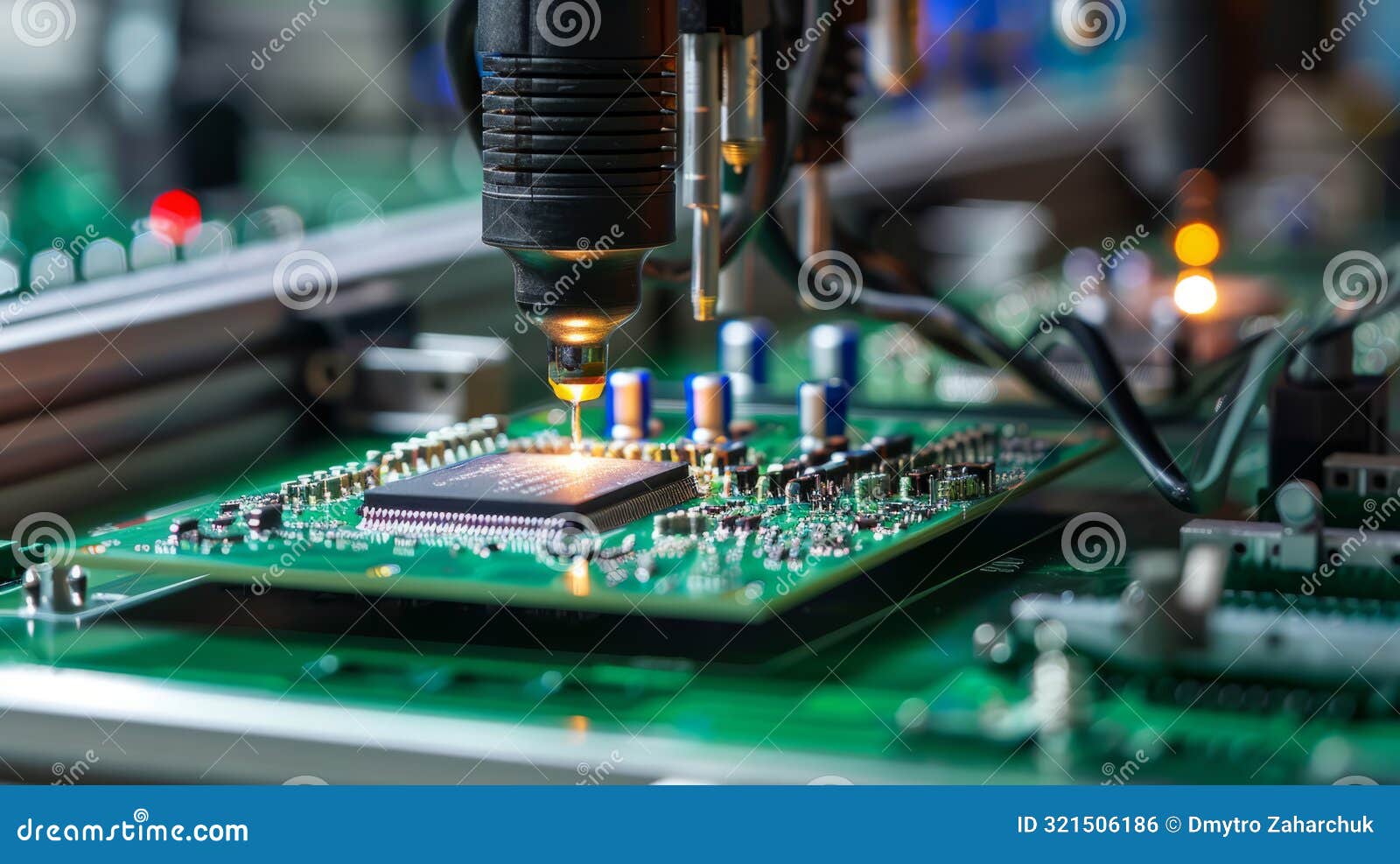 A Circuit Board Manufacturing Line with Machines Precisely Placing and ...