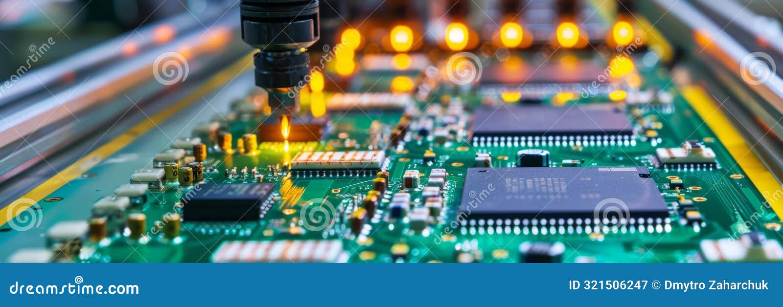 A Circuit Board Manufacturing Line with Machines Precisely Placing and ...