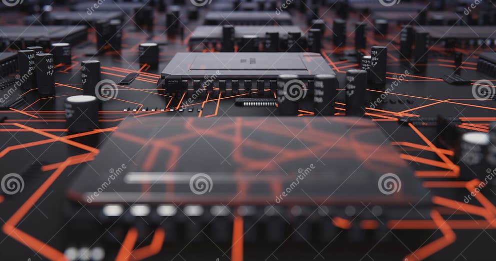 Circuit Board with Many CPU Processors in the Server Room of the Data ...