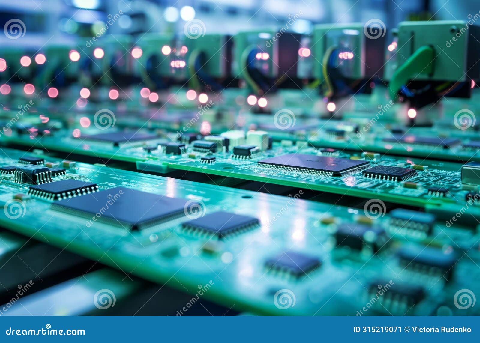Circuit Board in Microchip Factory Stock Illustration - Illustration of ...
