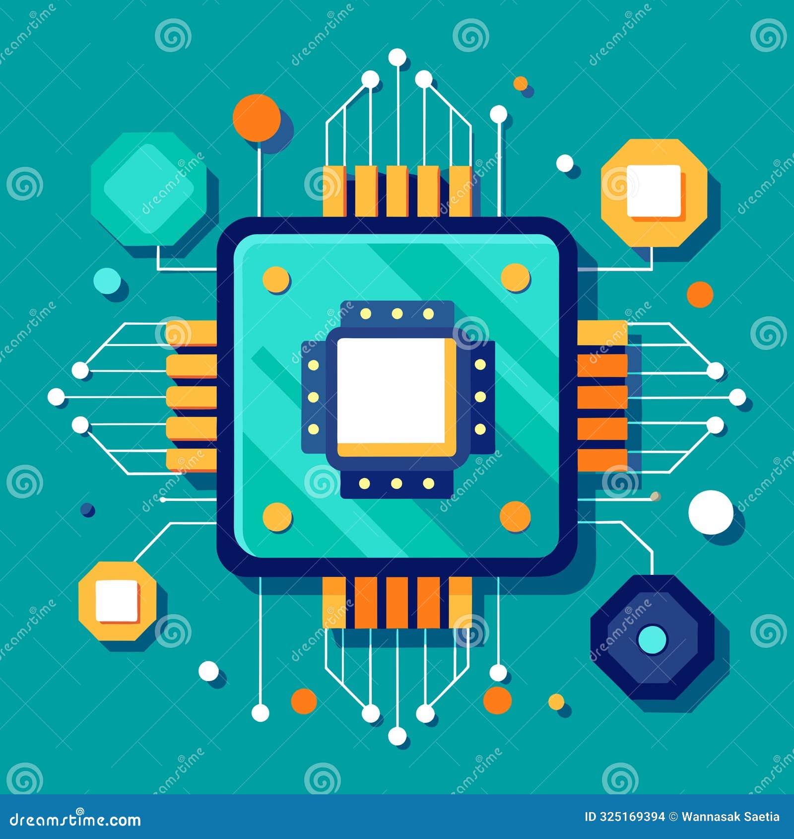 Circuit Board with Microchip. Technology Concept Stock Vector ...