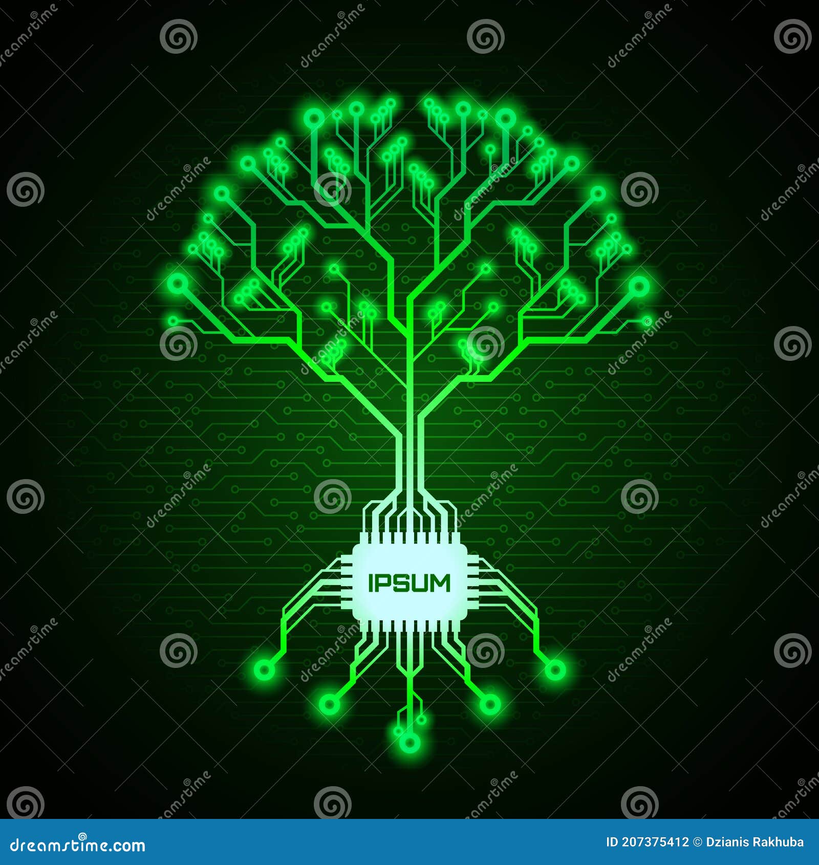 Circuit Board Pattern in Form of a Tree Stock Illustration ...
