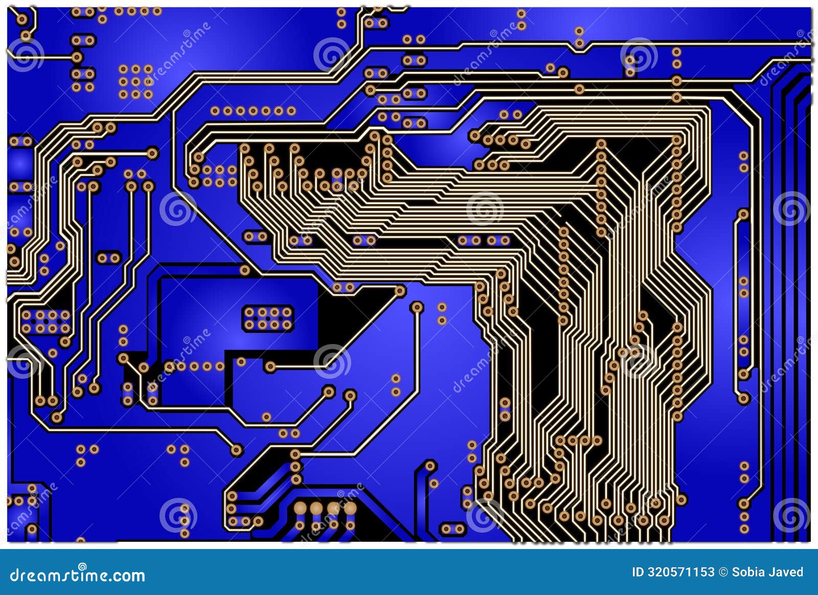 Macro of Electronic Circuit Board PCB in Blue and White. Stock ...