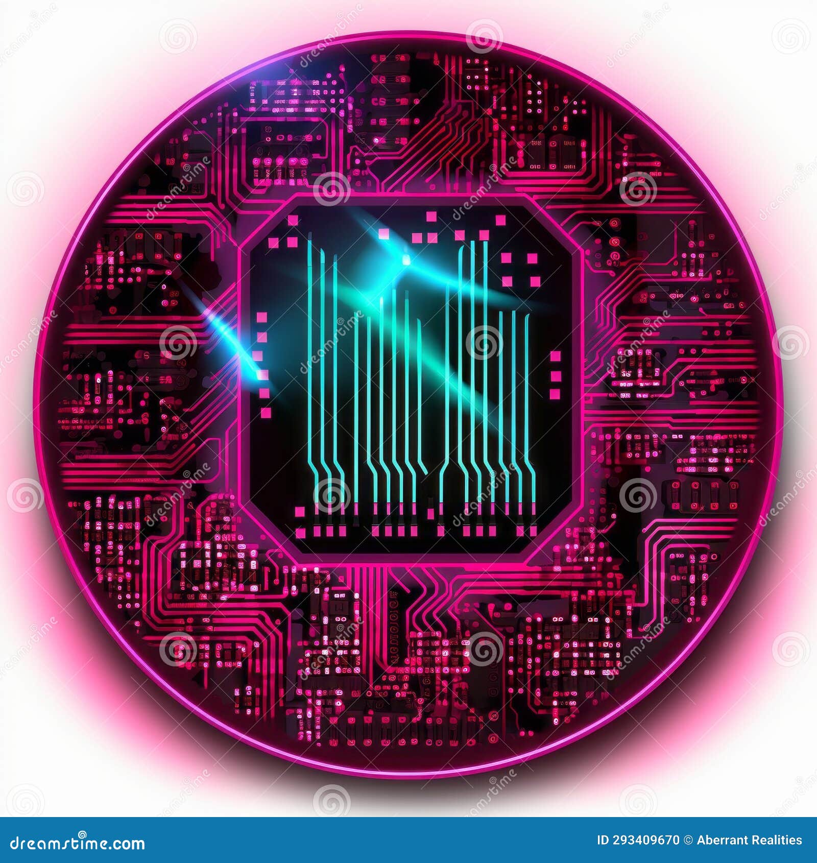 A Circuit Board with Pink Lights on it Stock Illustration ...
