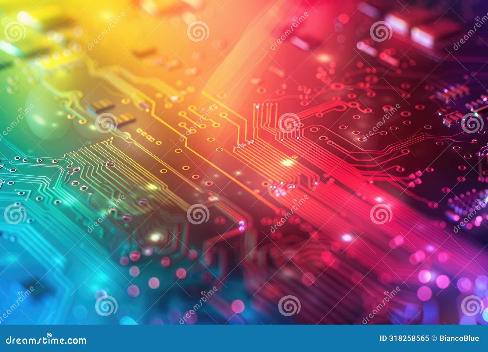 A Circuit Board with Rainbow Colors. AIG51A Stock Illustration ...