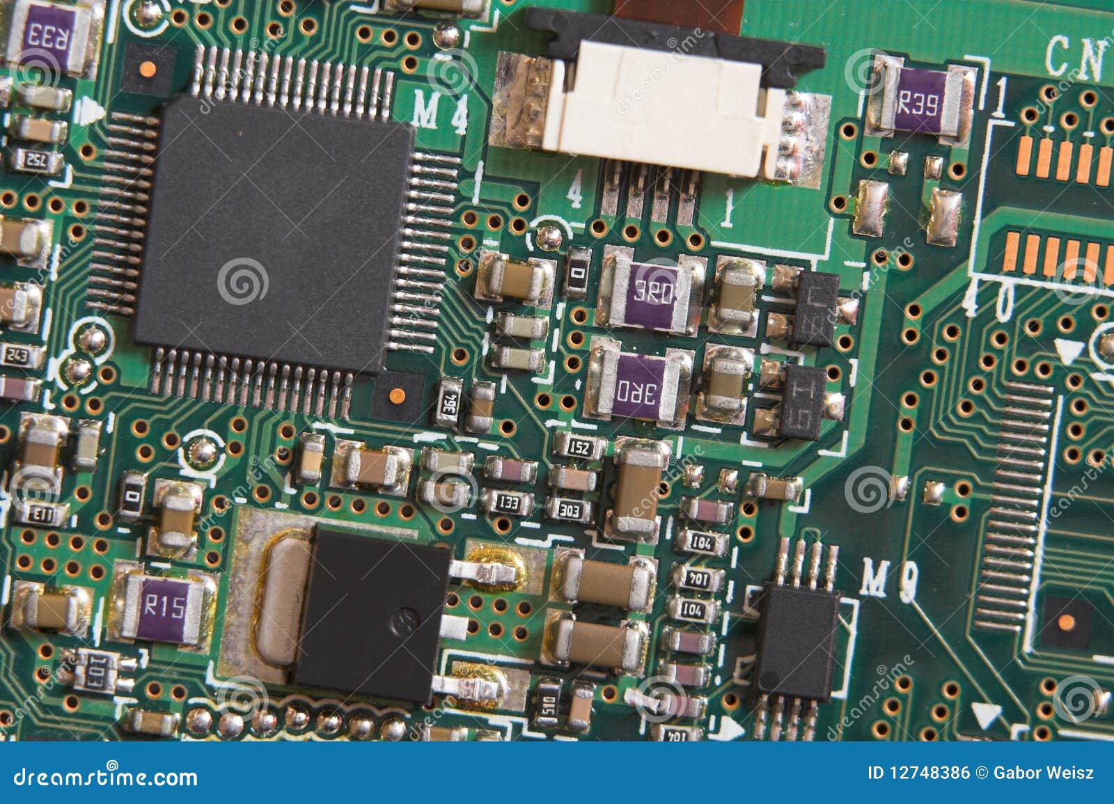 Circuit Board With Resistors And Microprocessors Stock Photo ...
