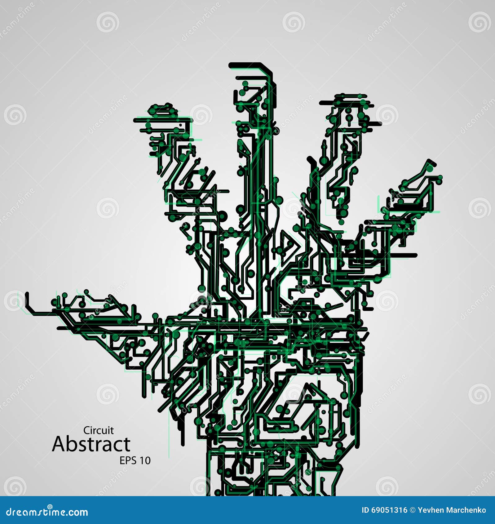 Circuit Board Shape of Hand Palm Eps10 Stock Vector - Illustration of ...