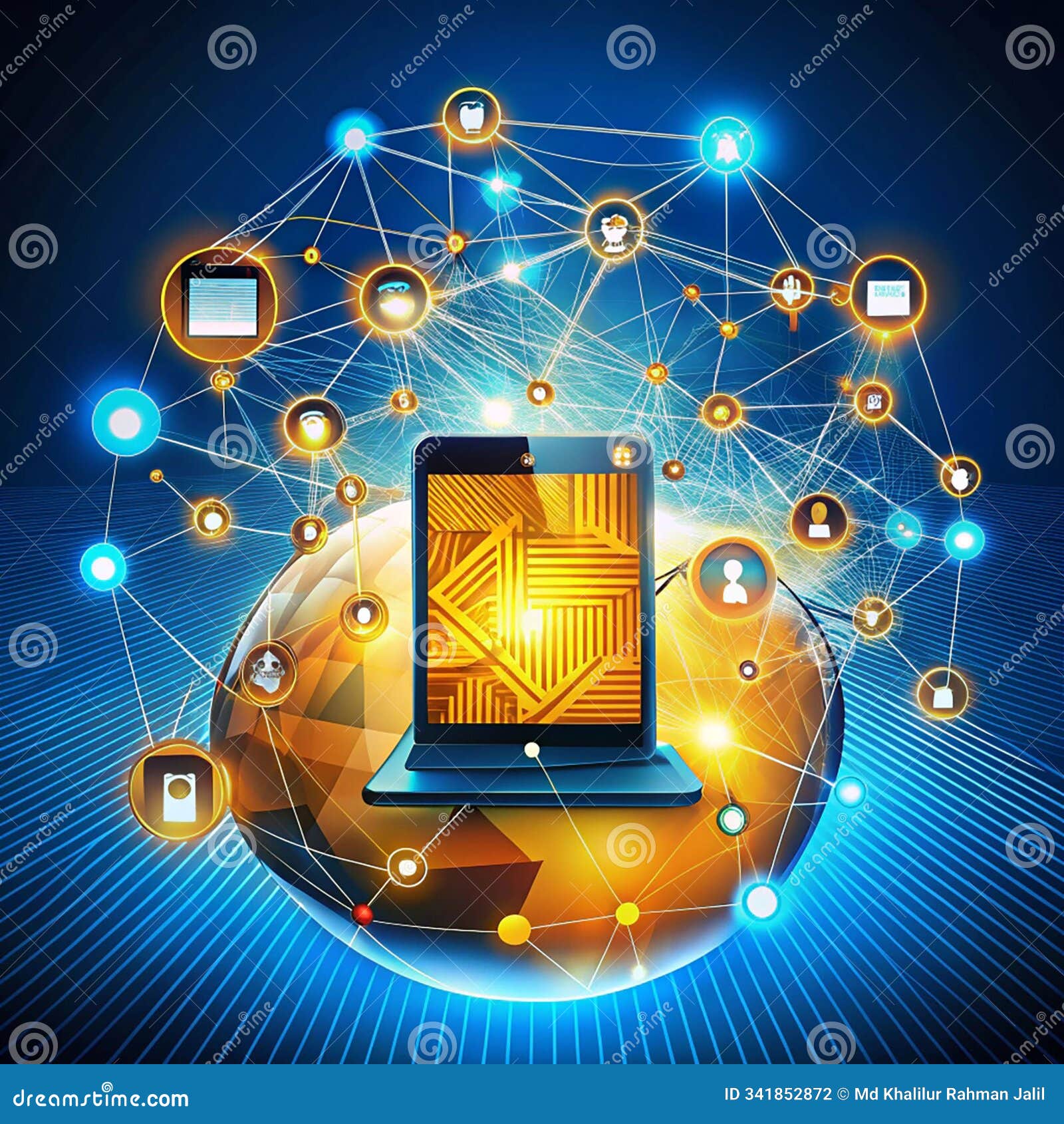 Circuit Board Shape Lines Connecting Link Structure Dark Blue Contrast ...