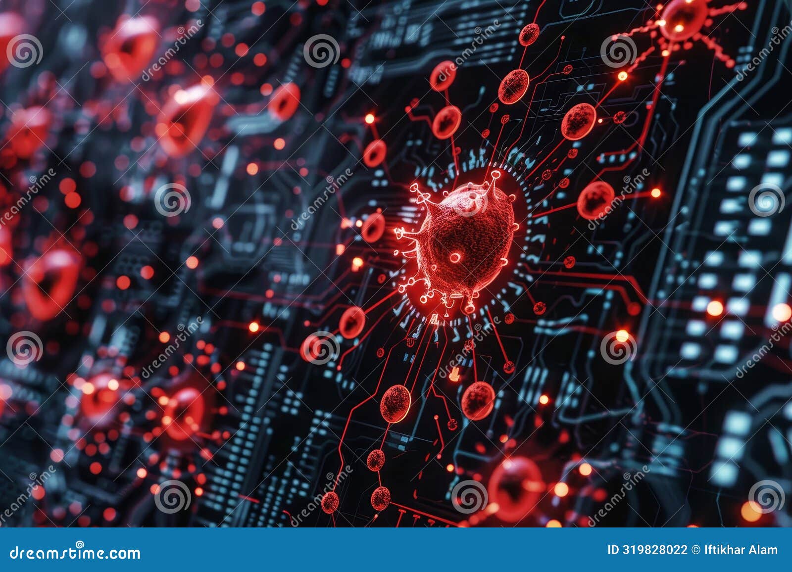 A Circuit Board Showing Signs of Infection with Red Cells, Indicating a ...