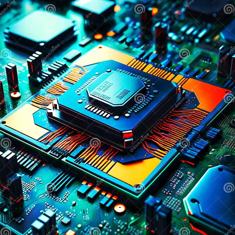 Circuit Board Processor on Motherboard . Stock Image - Image of ...