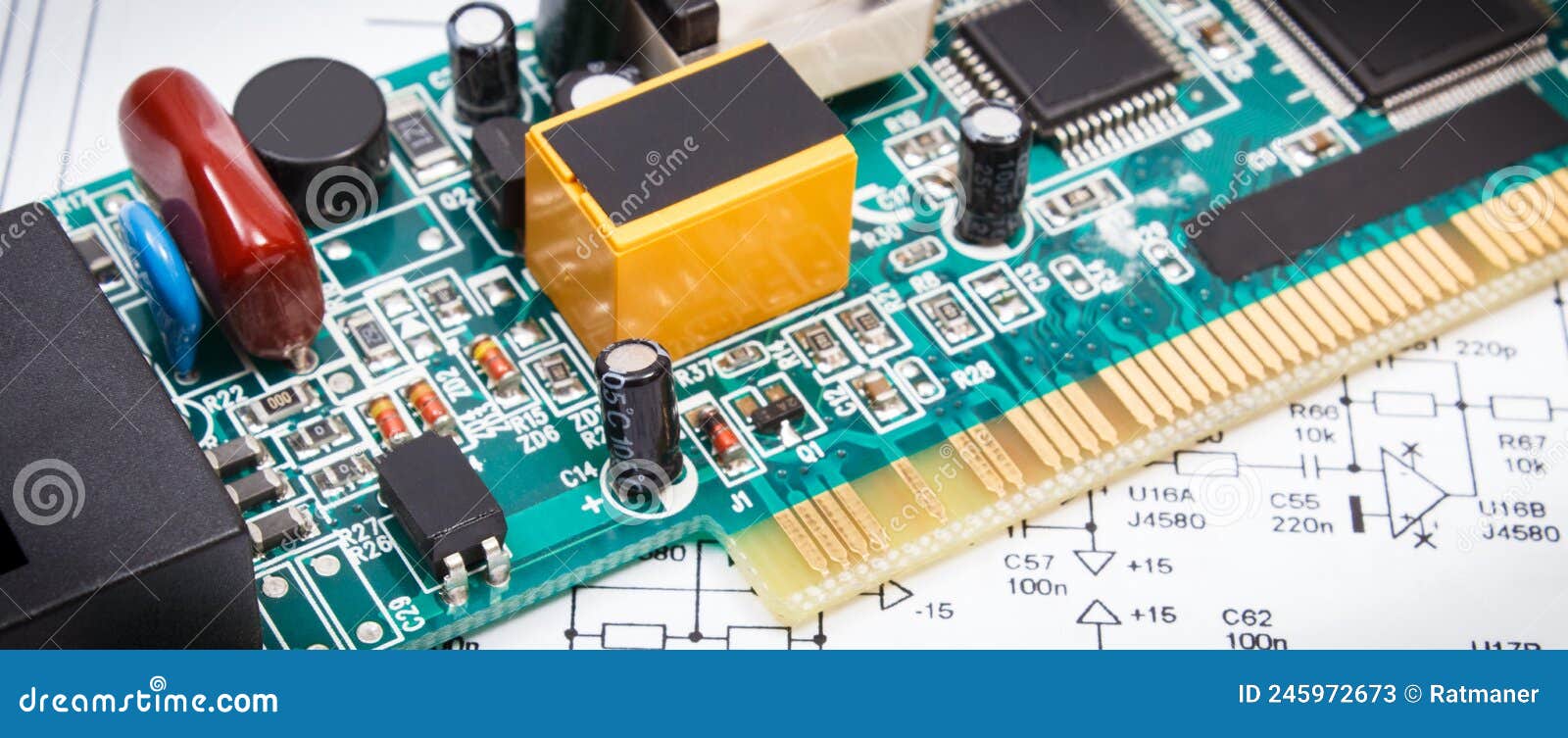 Circuit Board with Transistors, Resistors, Capacitor. Diagram of ...