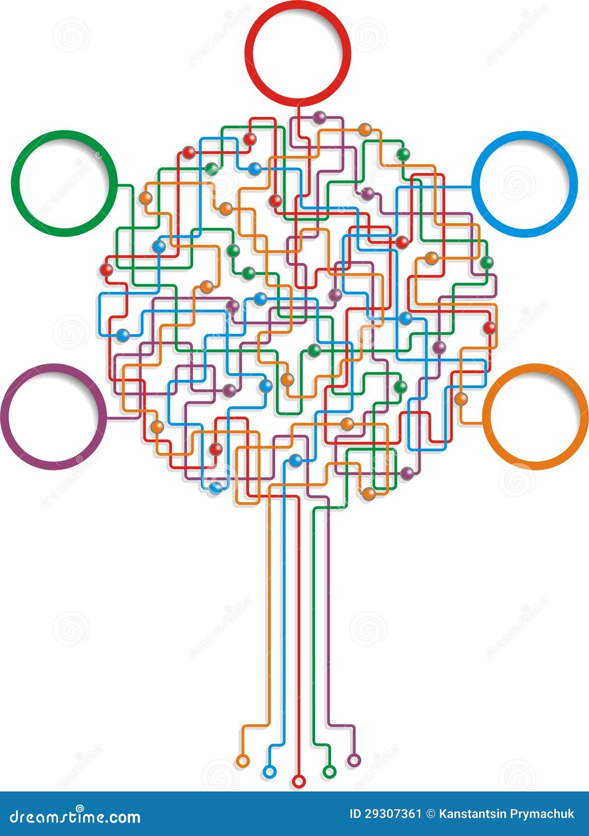 Circuit board tree pattern stock vector. Illustration of circle - 29307361