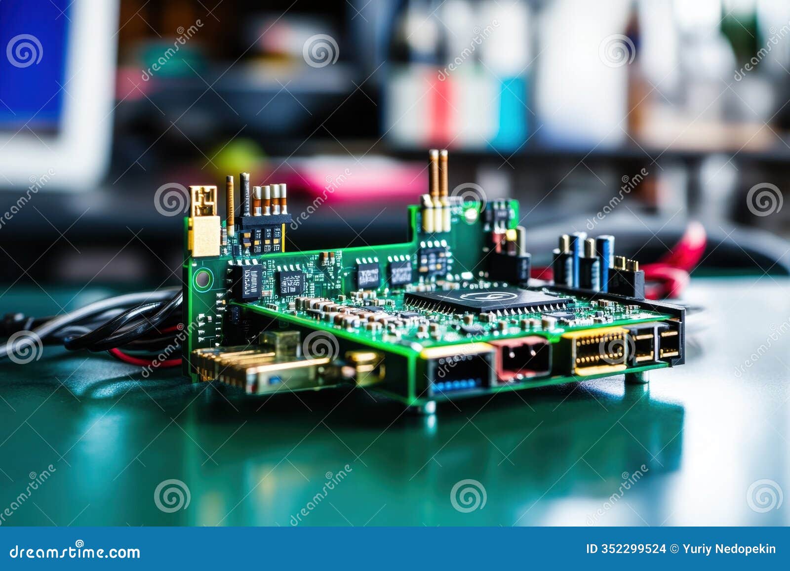 Circuit Board with Various Connections and Components in a Laboratory ...