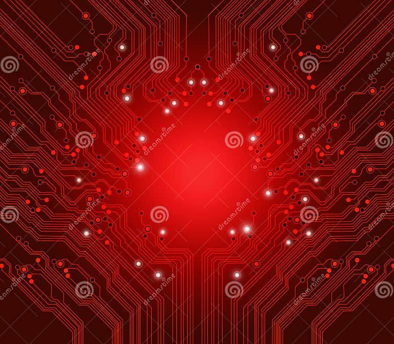 Circuit Board Vector Red Background Stock Vector - Illustration of high ...