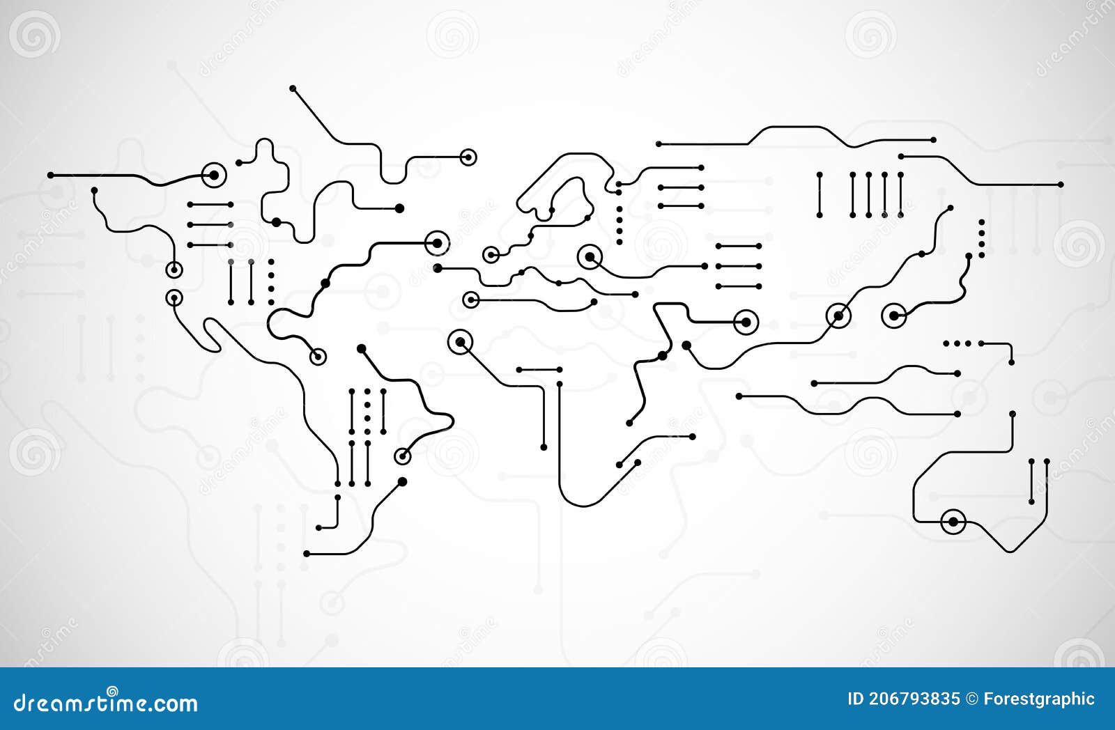 Circuit Board World Map Shape - Abstract Technology Background Vector ...