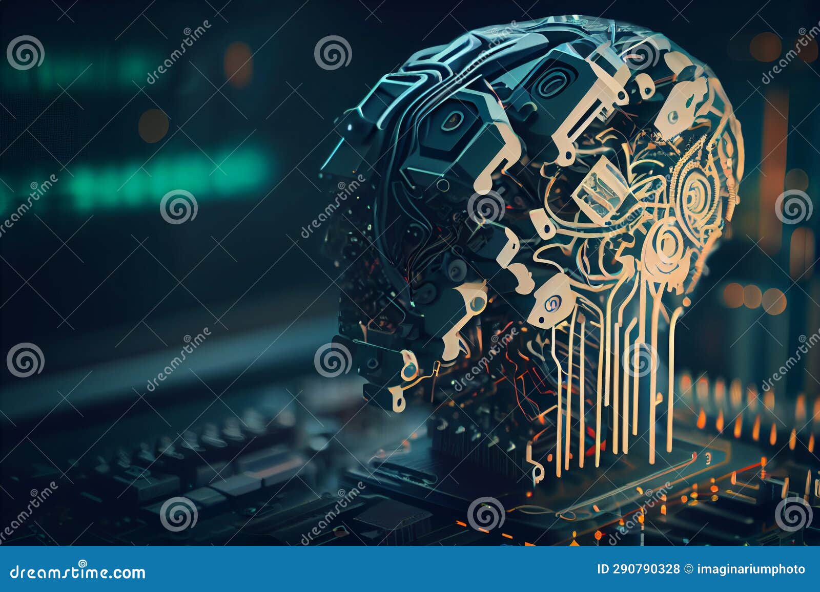 Circuit Brain Blue stock photo. Image of intellect, digital - 290790328