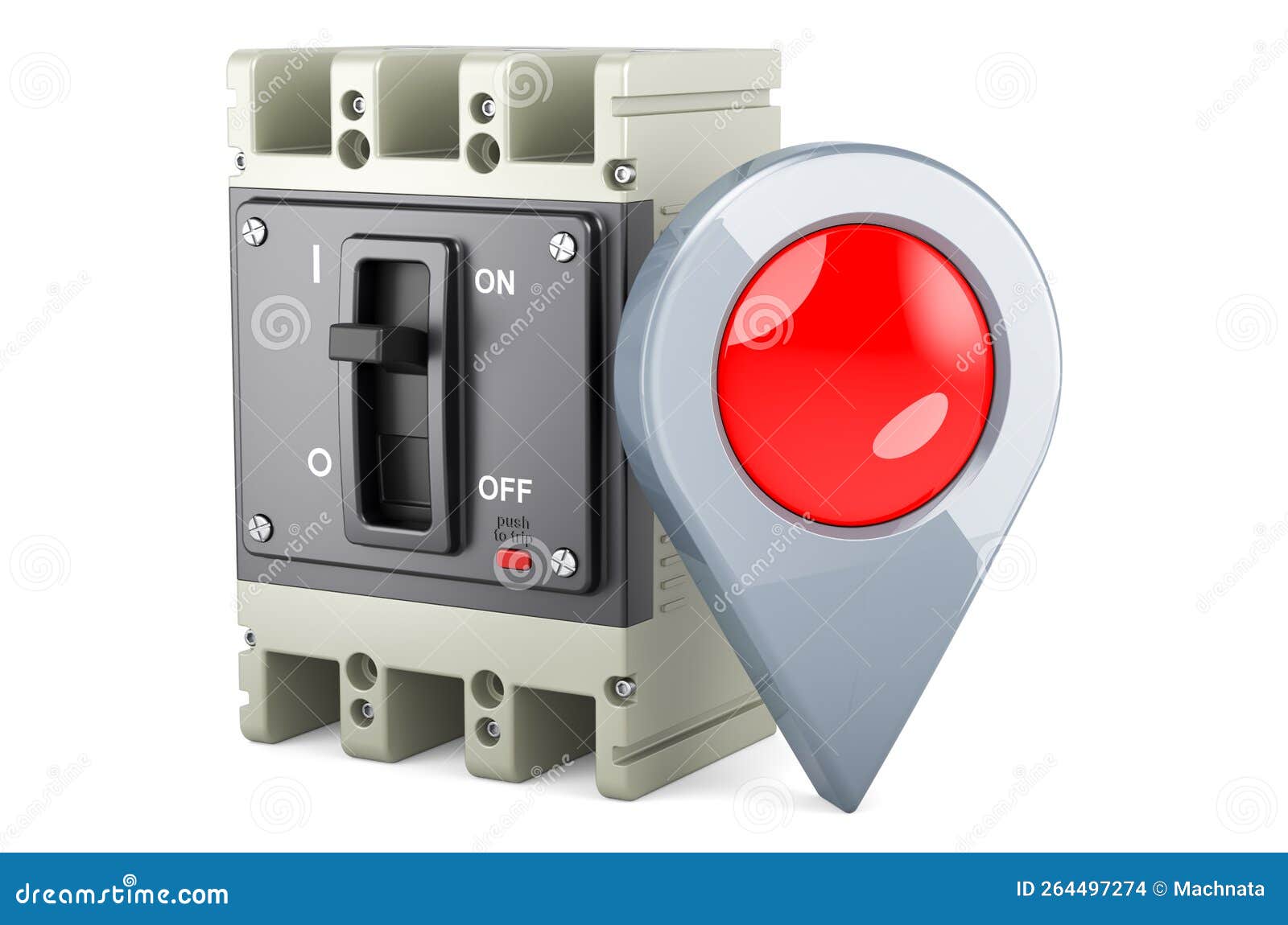 Circuit Breaker with Map Pointer. 3D Rendering Stock Illustration ...