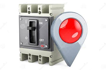 Circuit Breaker with Map Pointer. 3D Rendering Stock Illustration ...