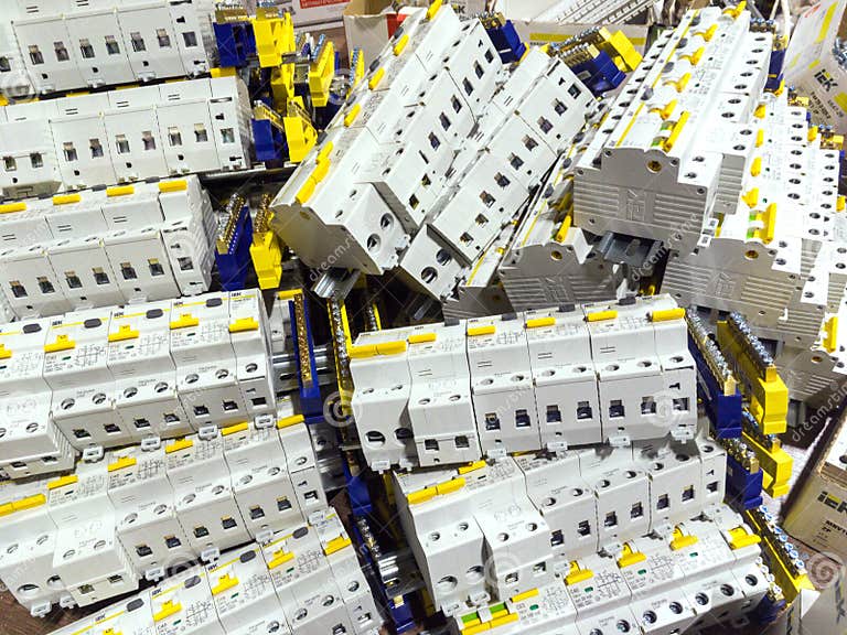 Circuit Breaker Modules for Electrical Panel. Stock Photo - Image of ...