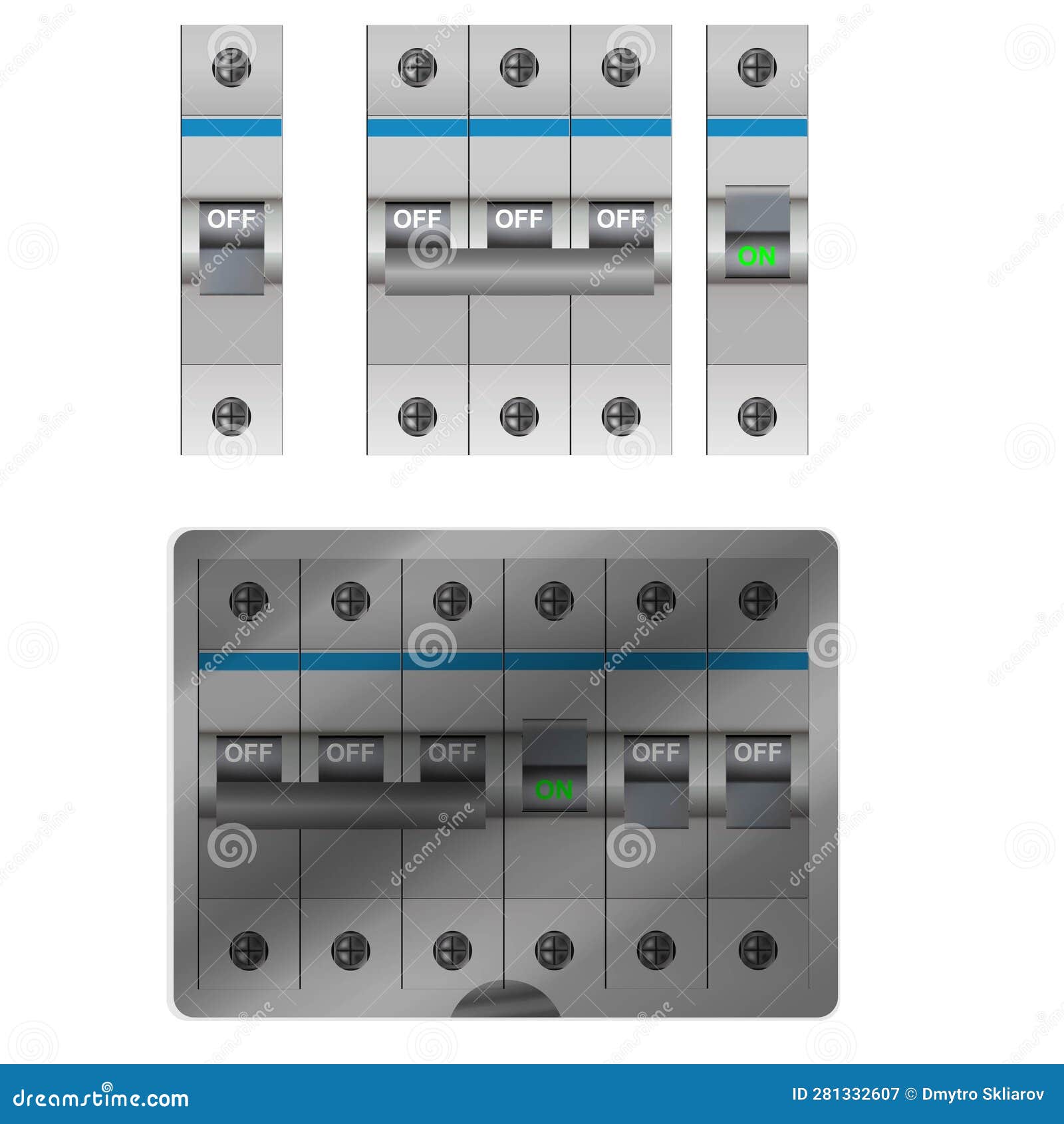 Circuit Breaker. a Set of Automatic Switches Stock Vector ...