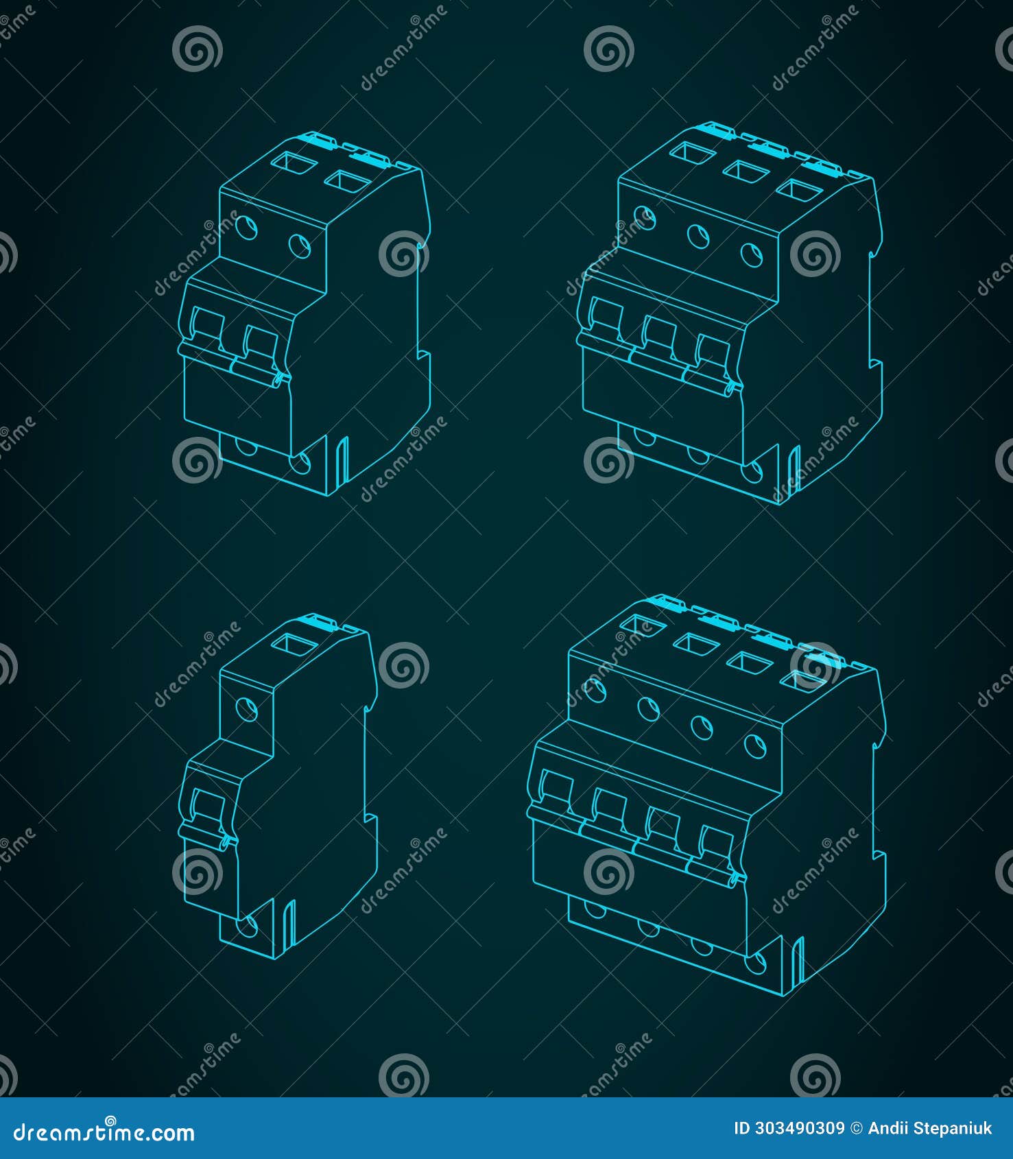 Circuit Breakers Blueprints Cartoon Vector | CartoonDealer.com #303490309