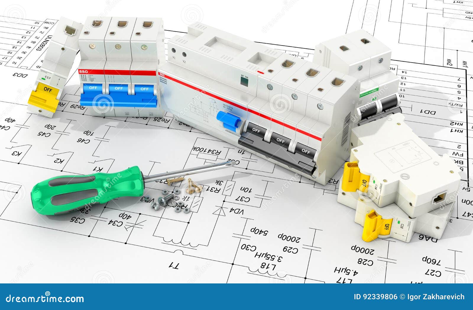 Breakers Switch Vector Flat, Fuse Vector, Electric Box, Circuit ...
