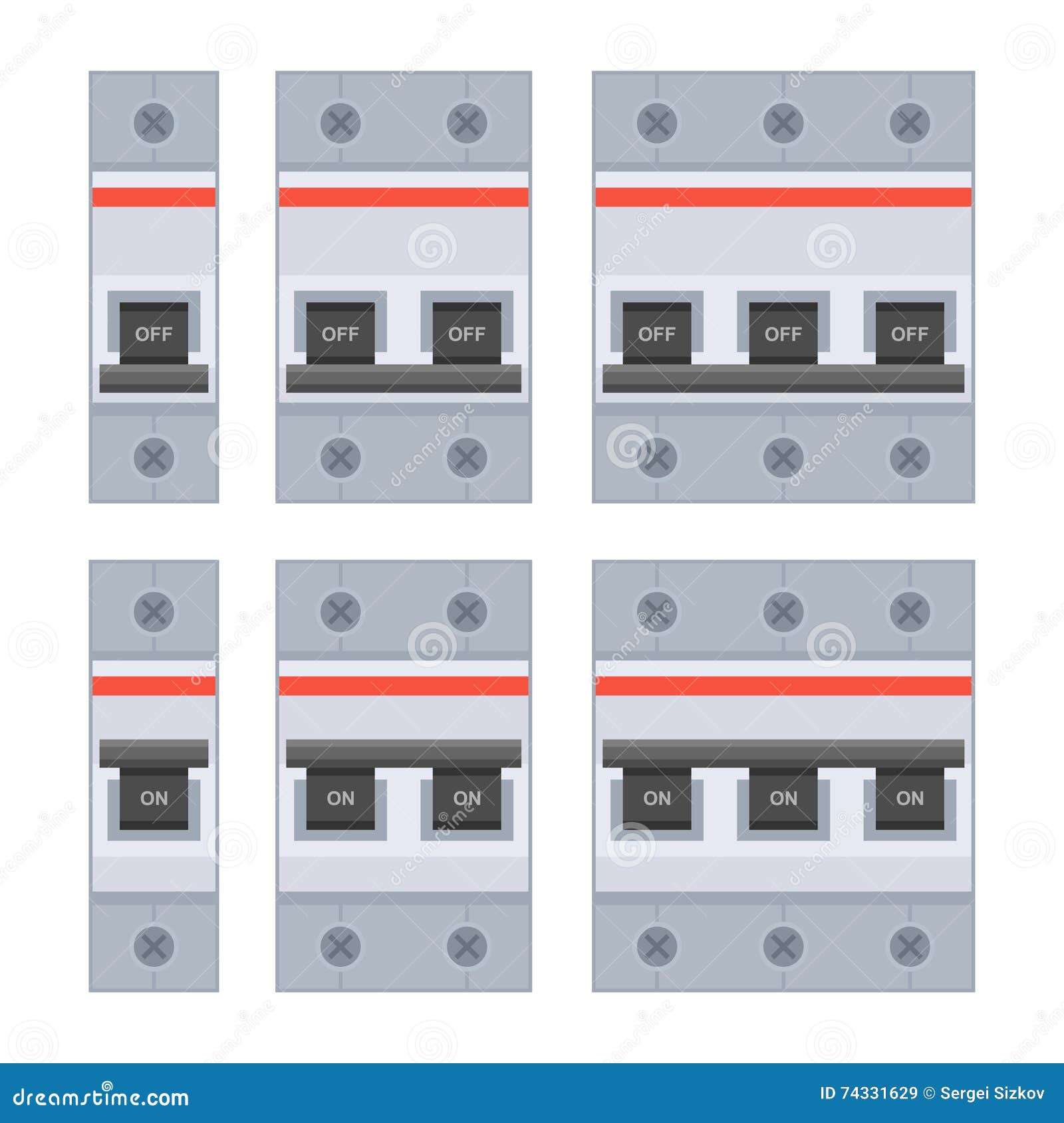 Circuit Breakers Set on White Background. Vector Stock Vector ...