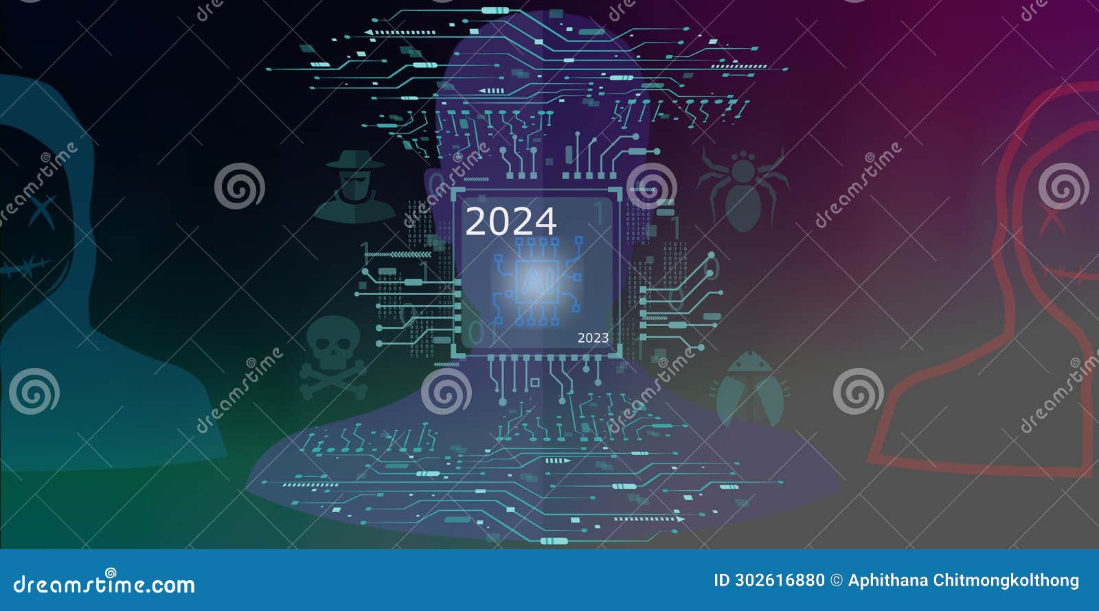 Circuit Diagram Hacker Security Icon On Abstract Background Technology Concept Stock