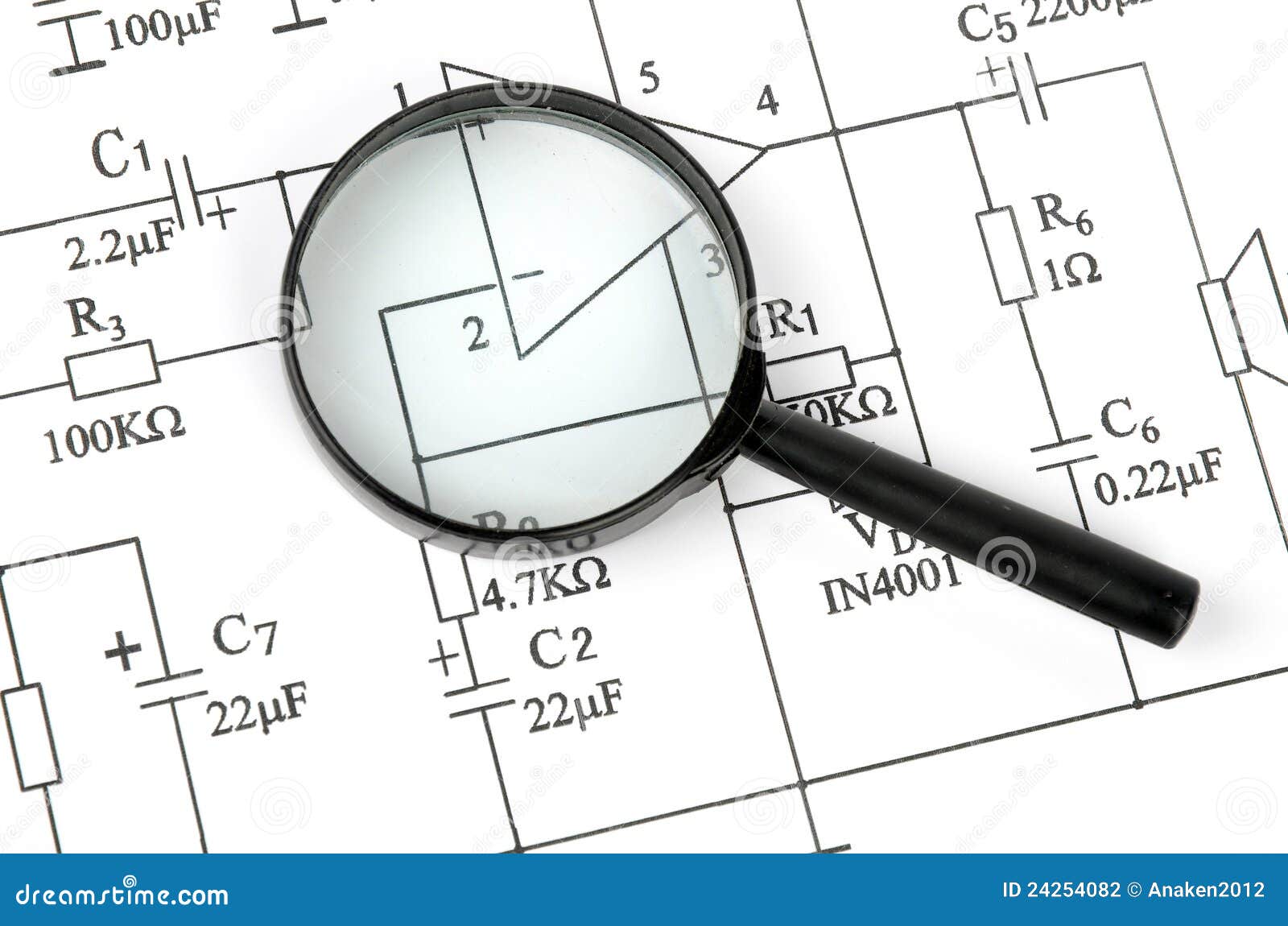 Circuit Diagram and Magnifier Stock Photo - Image of fuel, engineer ...