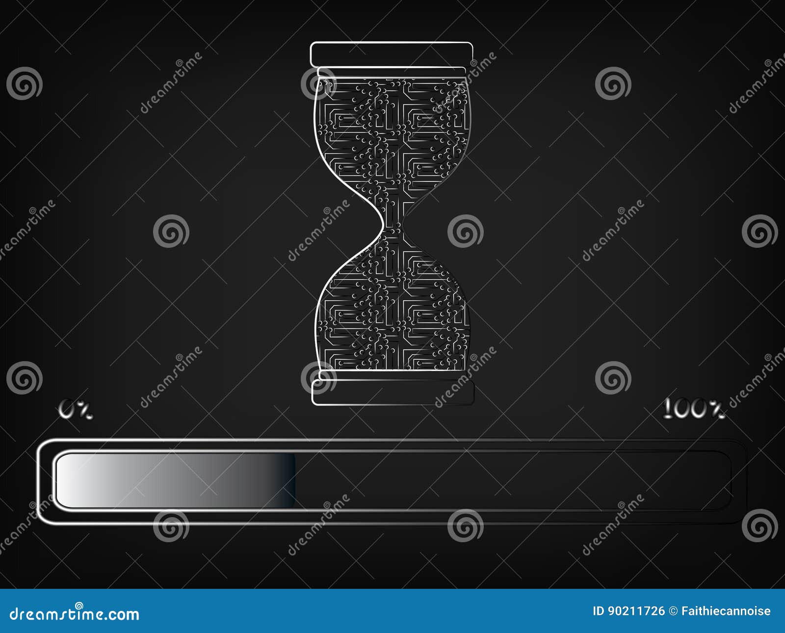 Circuit Hourglass with Progress Bar Loading Stock Illustration ...