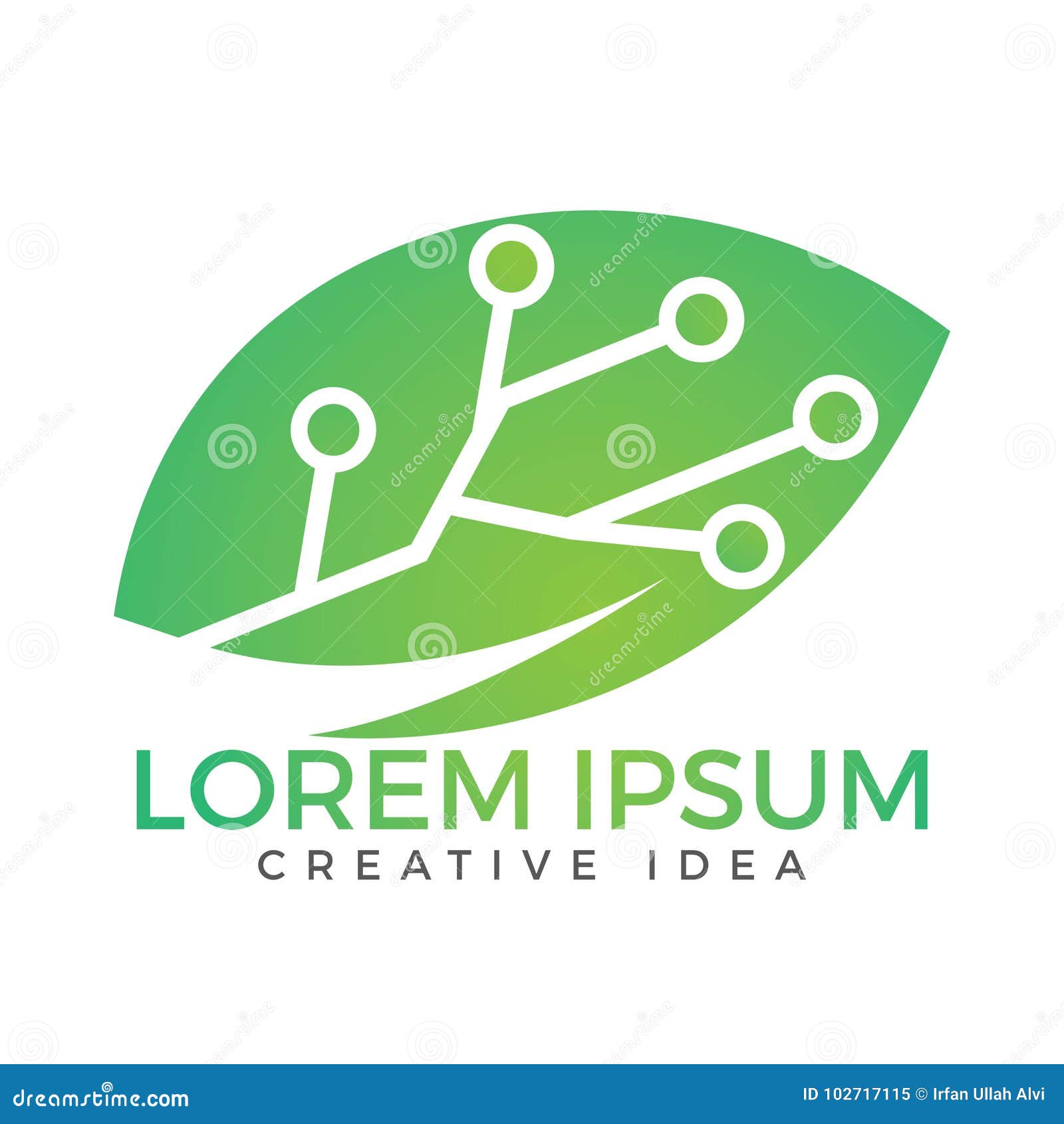 Green Leaf Technology Logo Design. Stock Vector - Illustration of ...