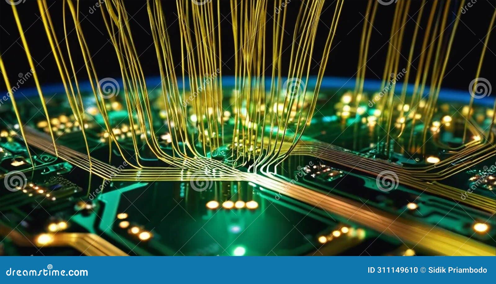 Circuit Line Board with Green Line Stock Illustration - Illustration of ...