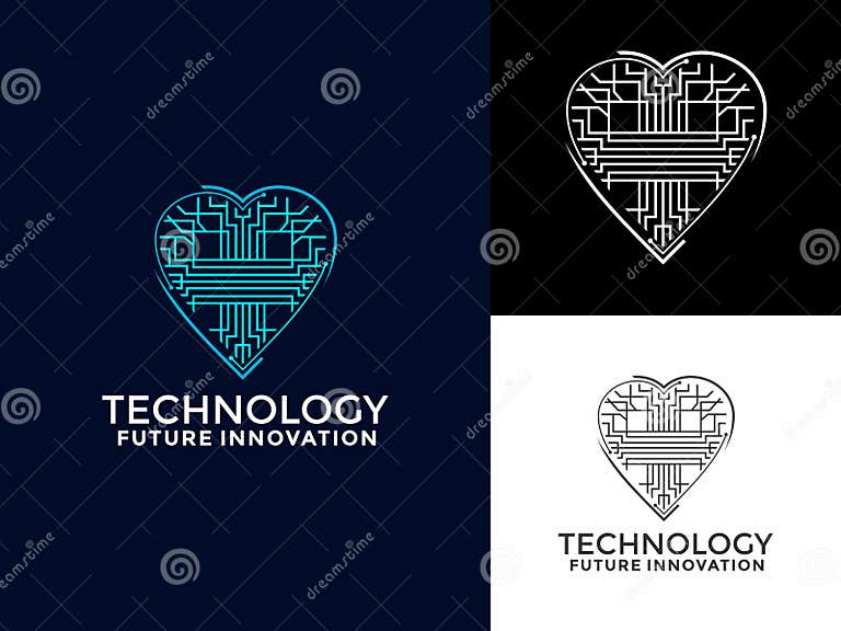Circuit Love Tech Logo Vector. Technology Logo Simple Tech Design Stock Vector - Illustration of ...