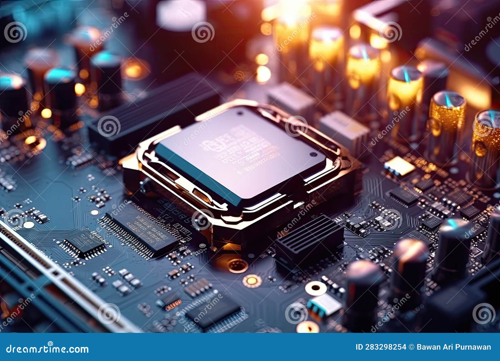 A Circuit or Motherboard Showing the Central Processing Unit (CPU) of a ...