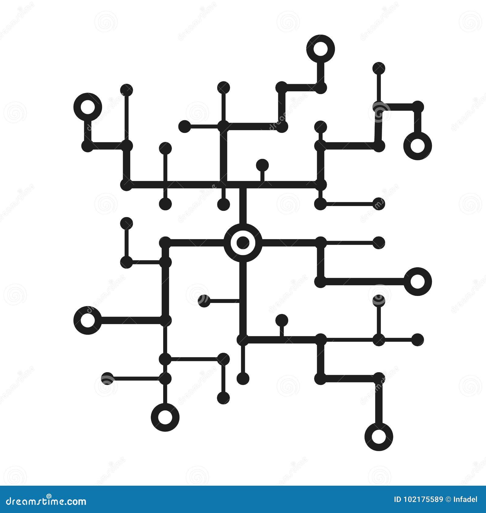 Circuit Path of Many Lines and Circles Stock Vector - Illustration of ...