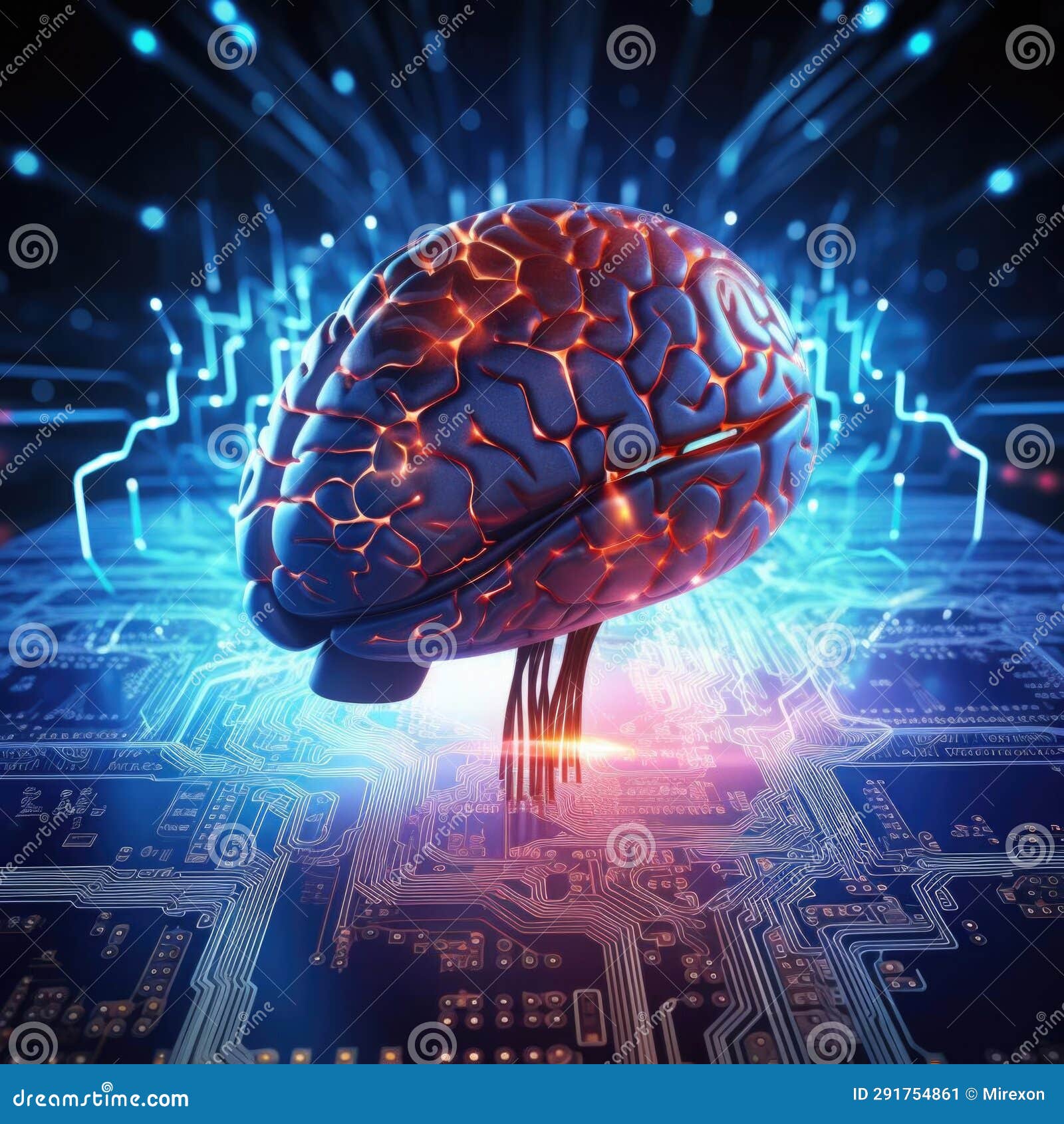 Circuit Style With Brain Model Artificial Neural Network Stock Illustration Illustration Of