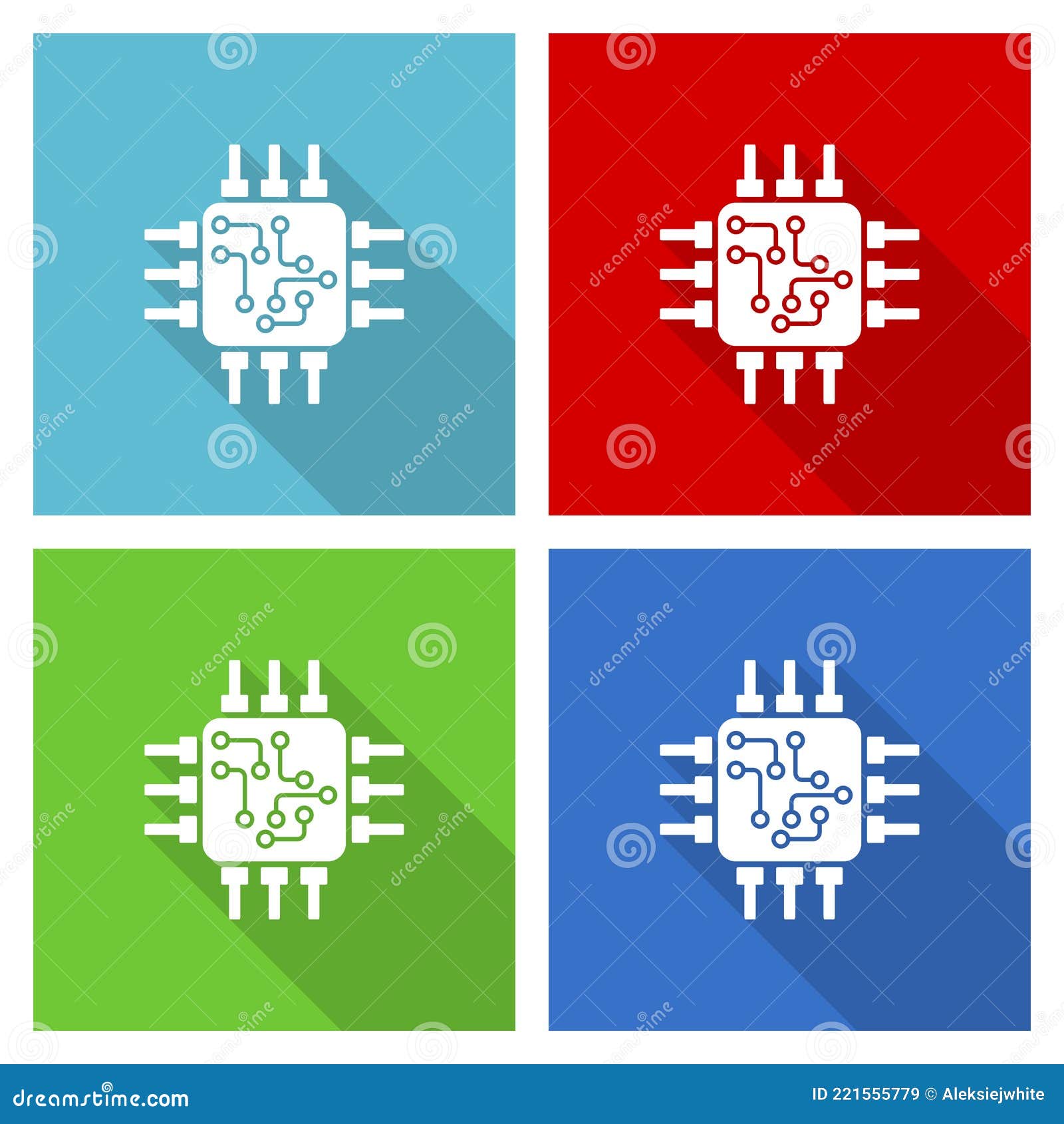 Circuit, Technology, Chip, Processor Icon Set, Vector Illustration in ...