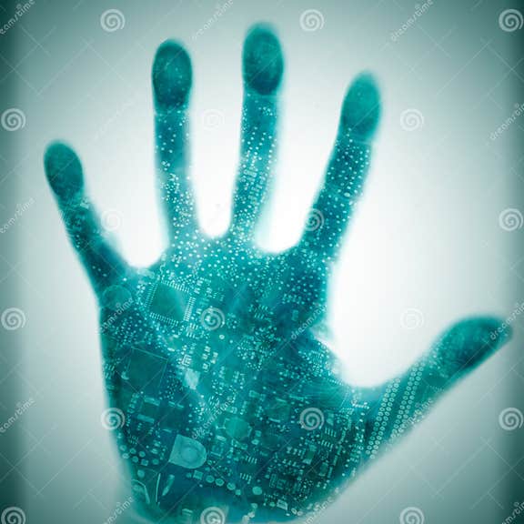 Circuit Technology Human Palm. Stock Image - Image of hand, cybernetics ...