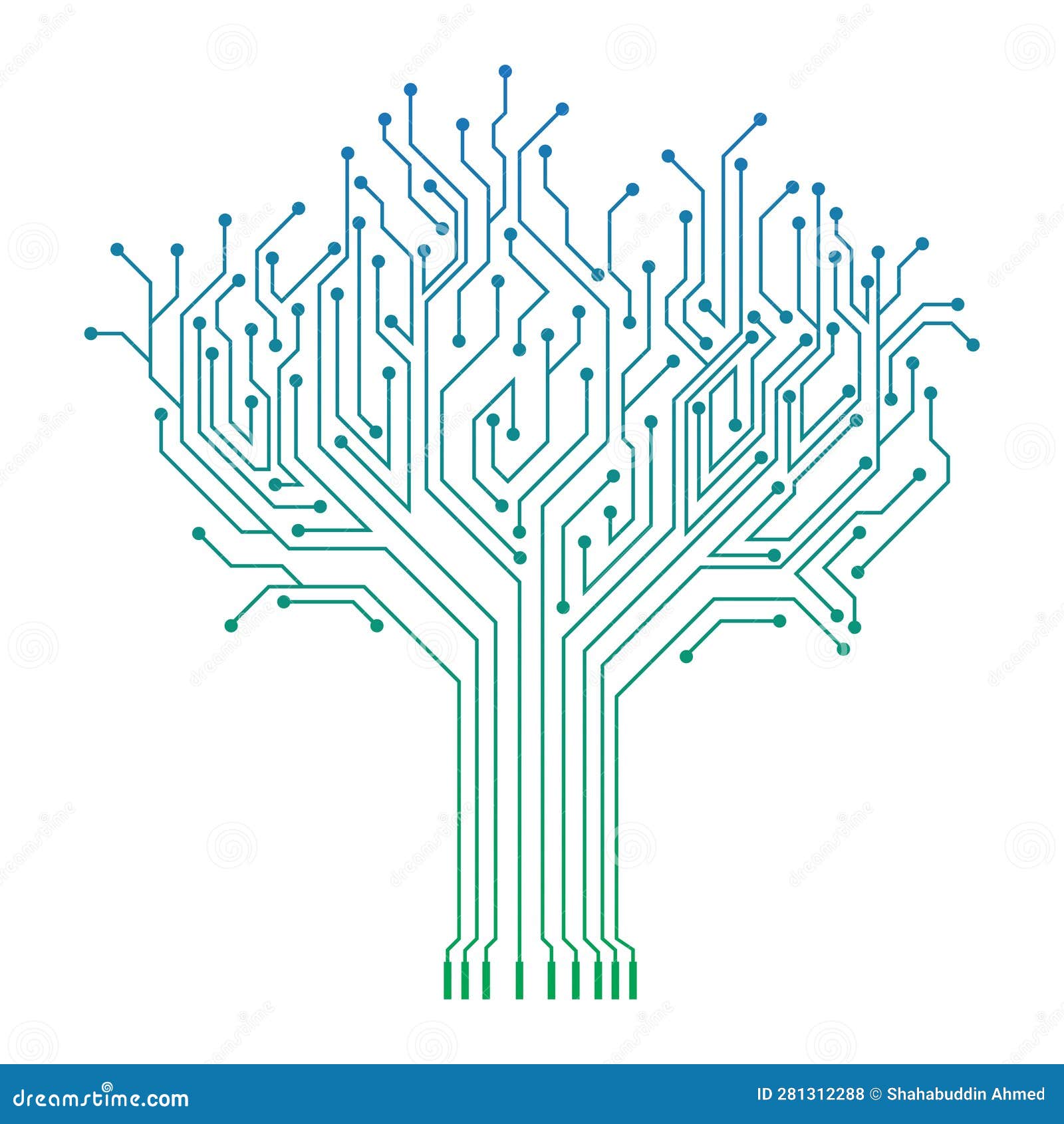 Circuit Technology Tree Vector Icon. Stock Vector - Illustration of ...