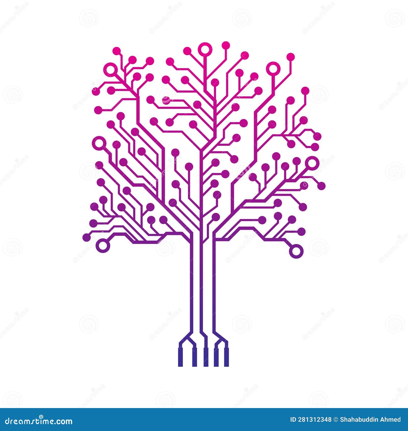 Circuit Technology Tree Vector Icon. Stock Vector - Illustration of ...
