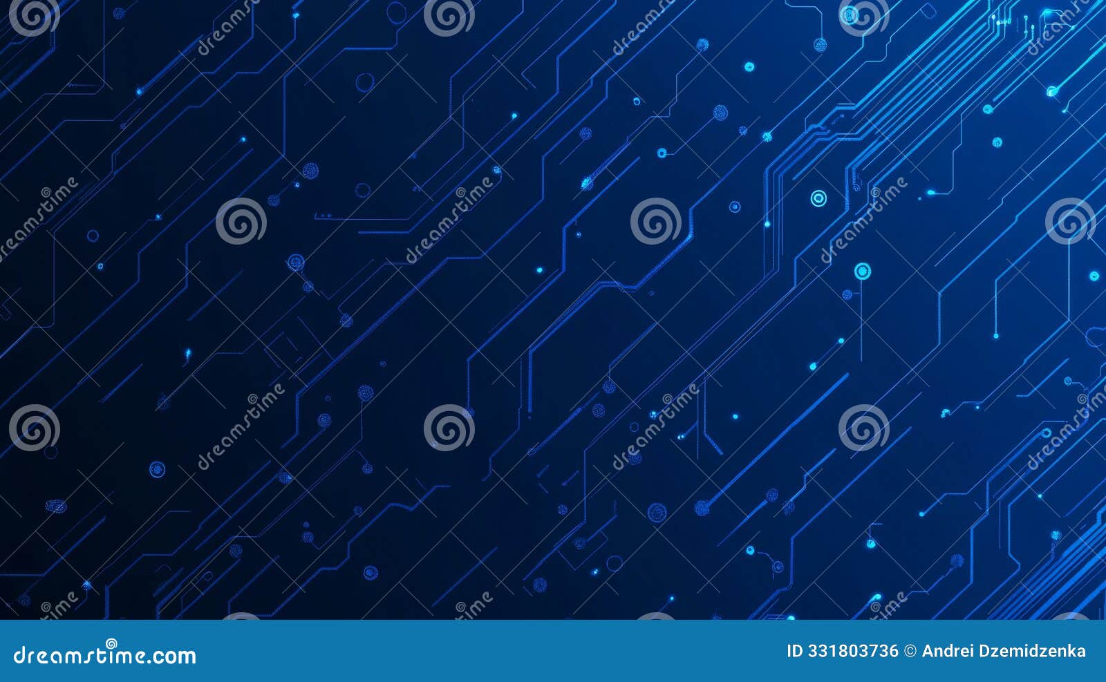 Circuit Trace Lines in Blue on a Dark Technology Background ...