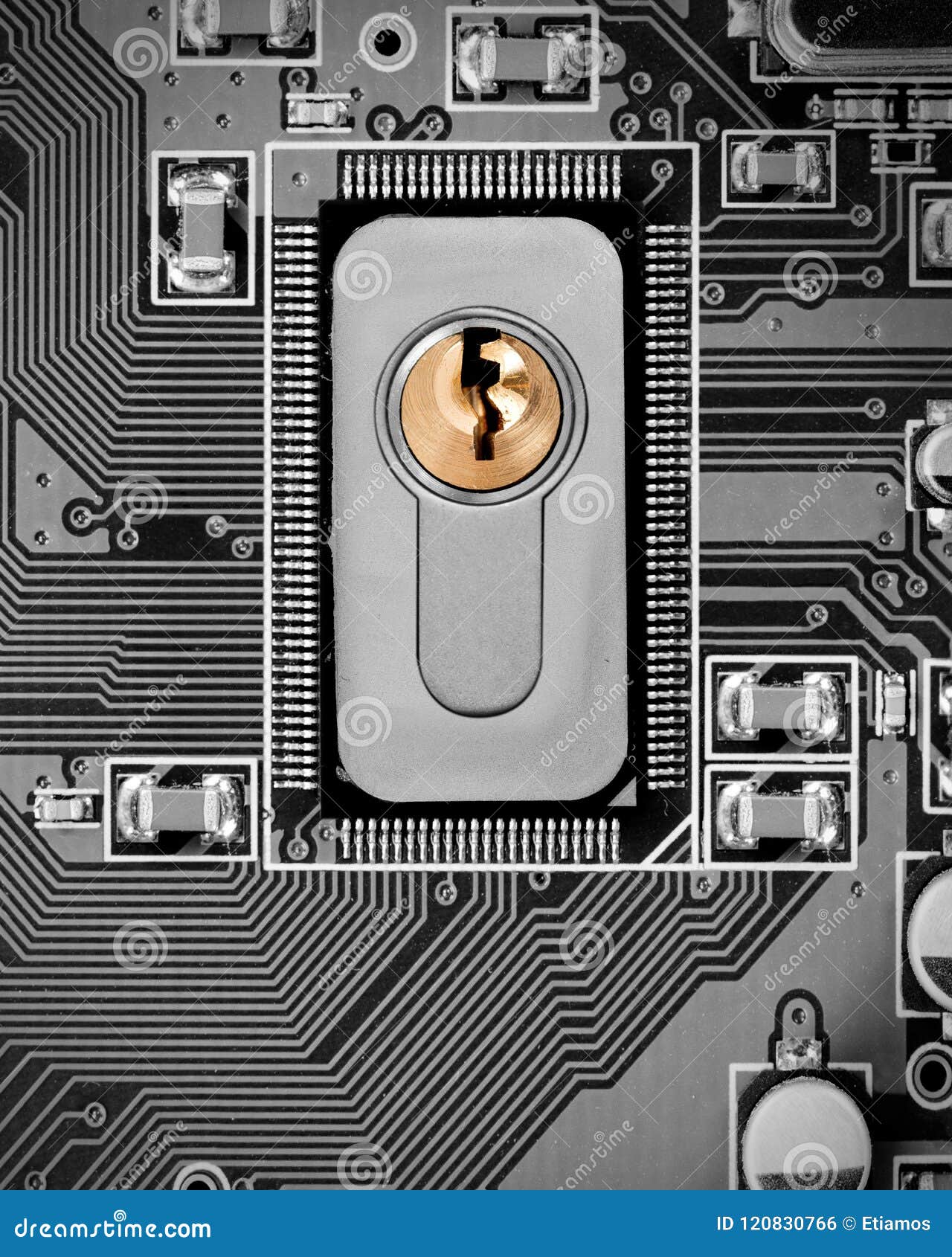 Circuitboard and Chip Concept Stock Photo - Image of padlock, cyber ...