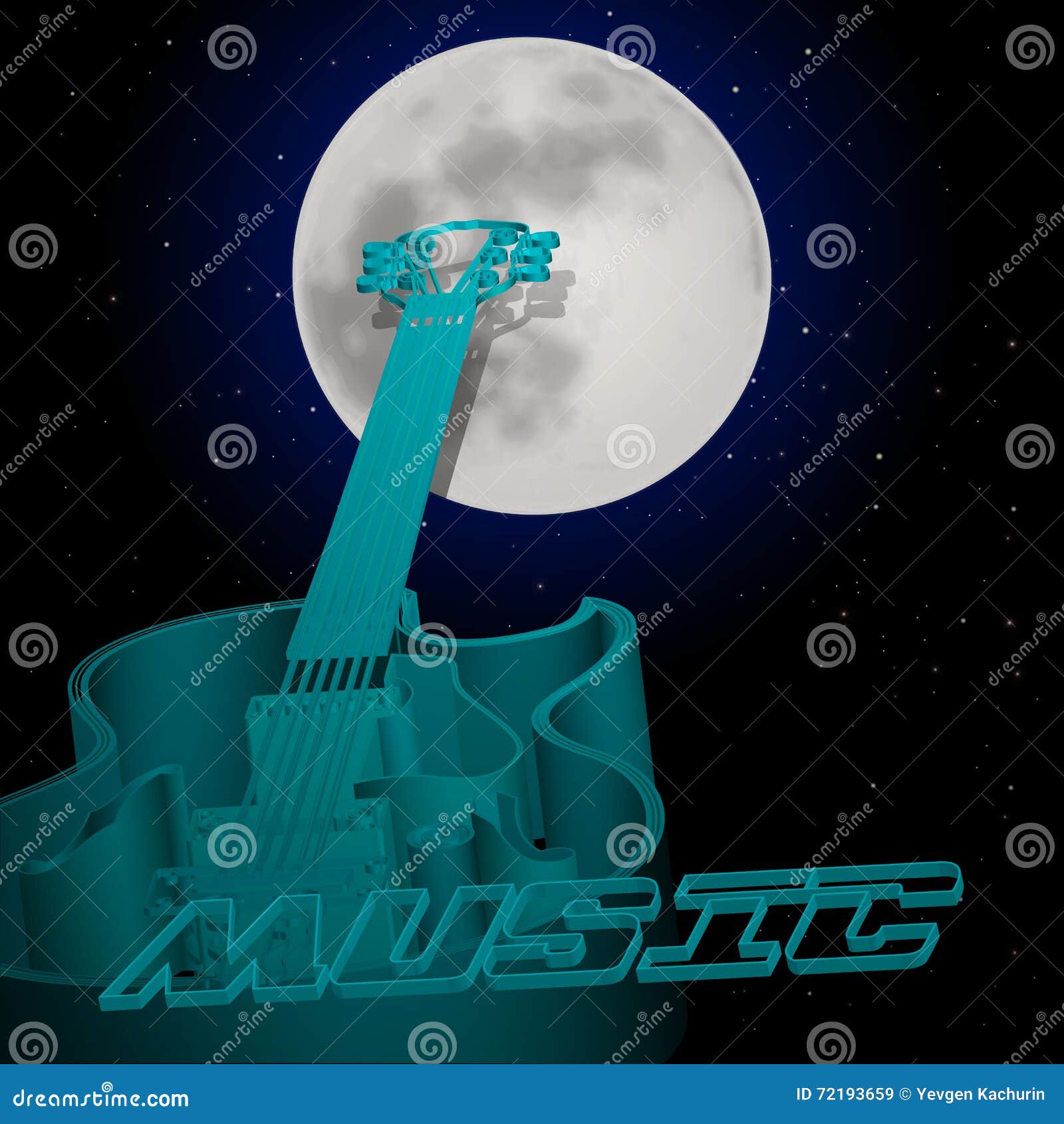 Circuito Da Guitarra Do Jazz No Fundo Da Lua Ilustração do Vetor ...