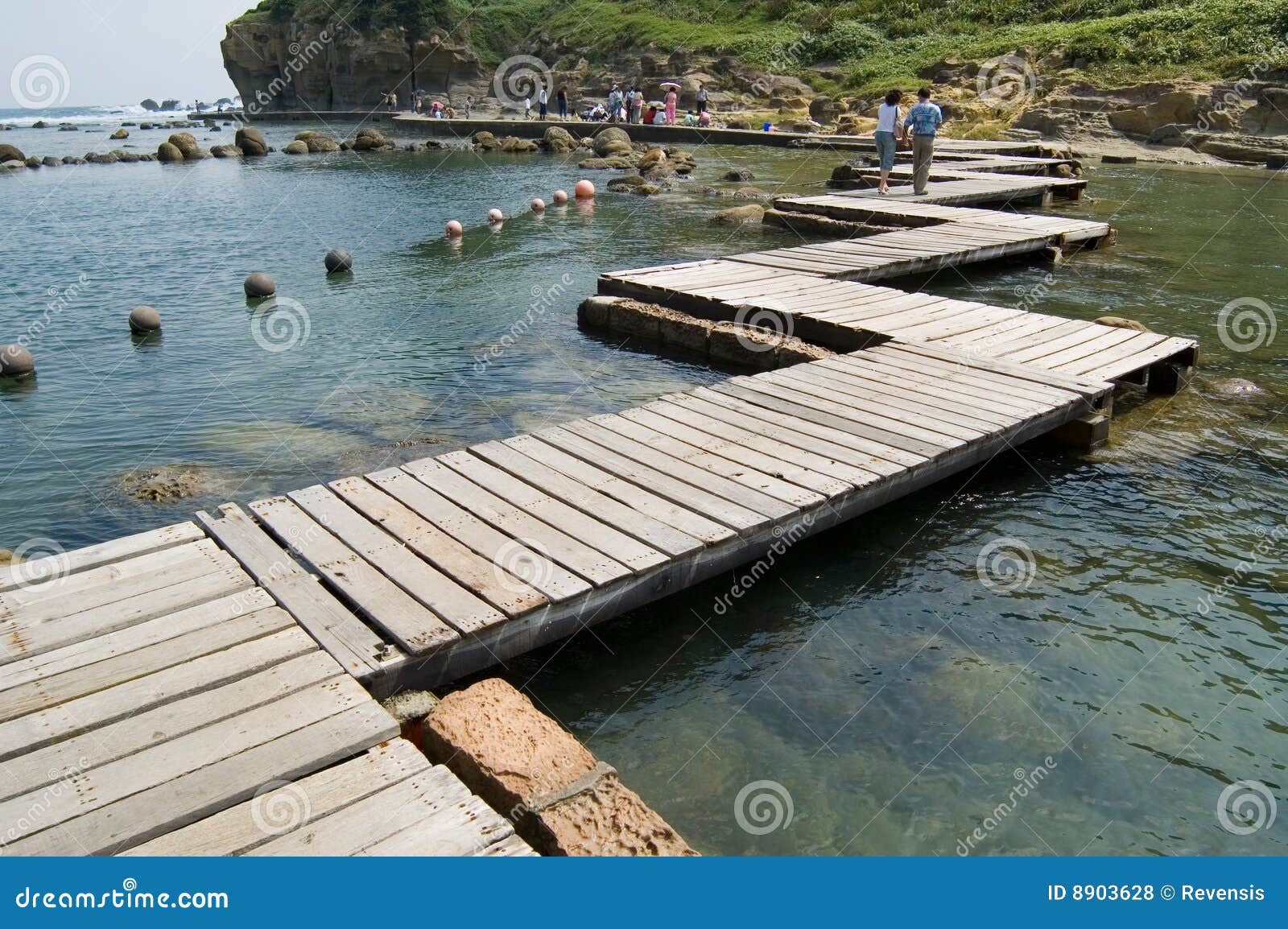 Circuitous Boardwalk in Seashore Stock Photo - Image of shallow, shore ...