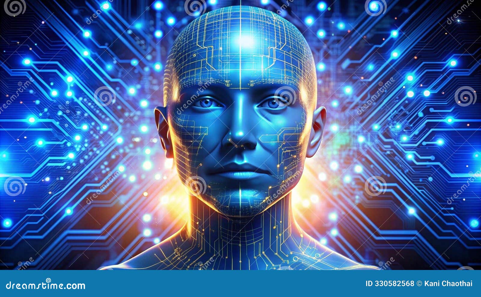 Circuitry Bloom: a Futuristic Digital Human Face Emerges from a Network ...