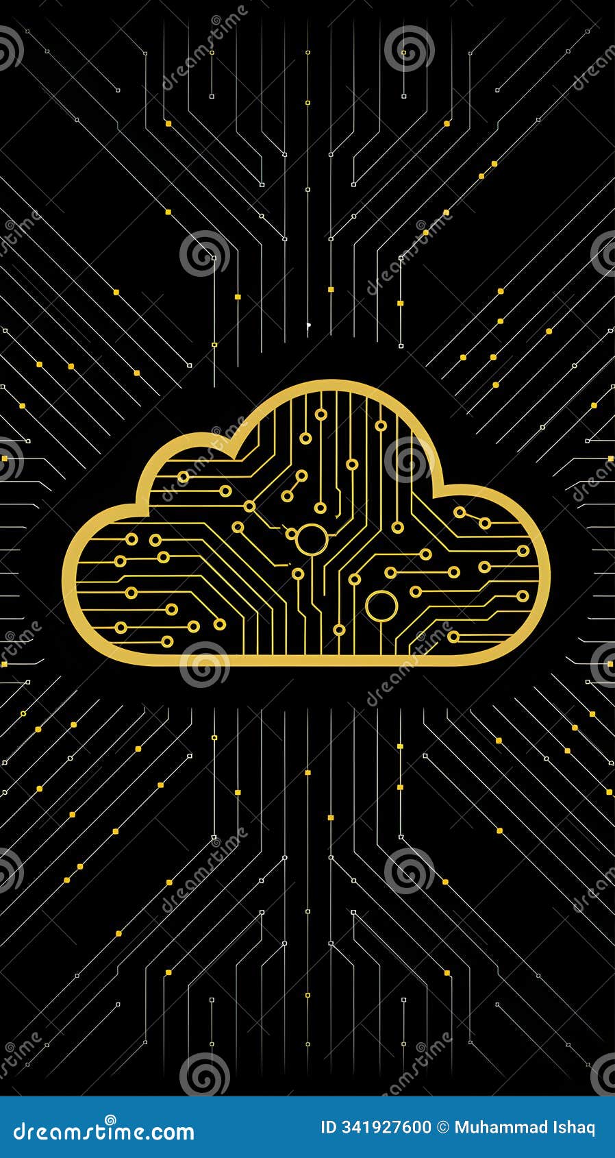 Circuitry Cloud Against Parallel Lines Emphasizes Technological Essence ...