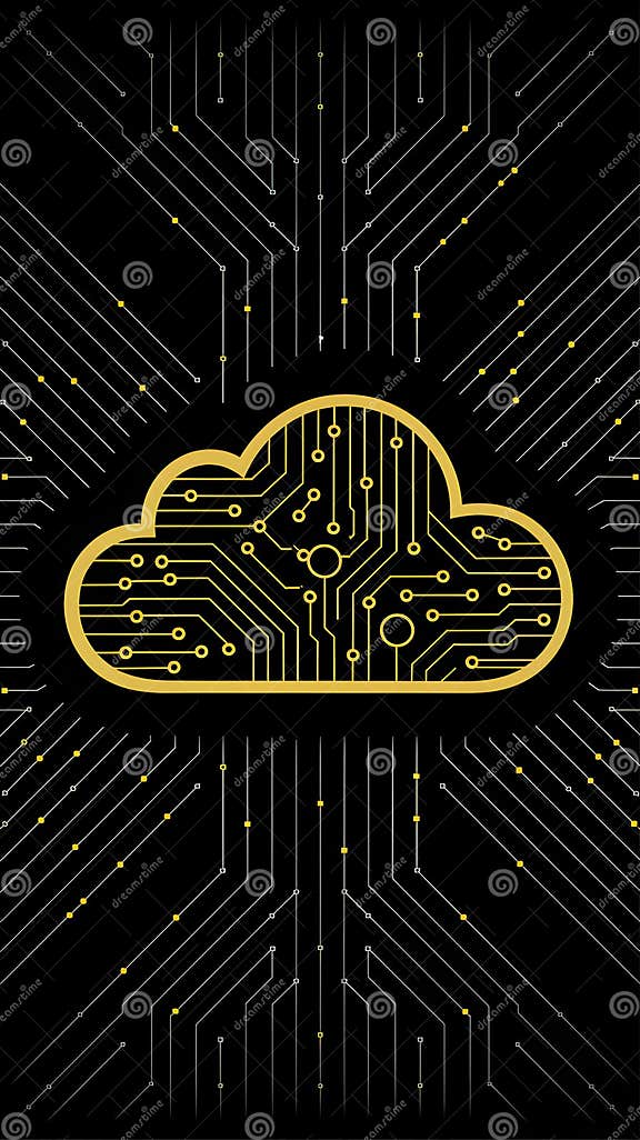 Circuitry Cloud Against Parallel Lines Emphasizes Technological Essence ...