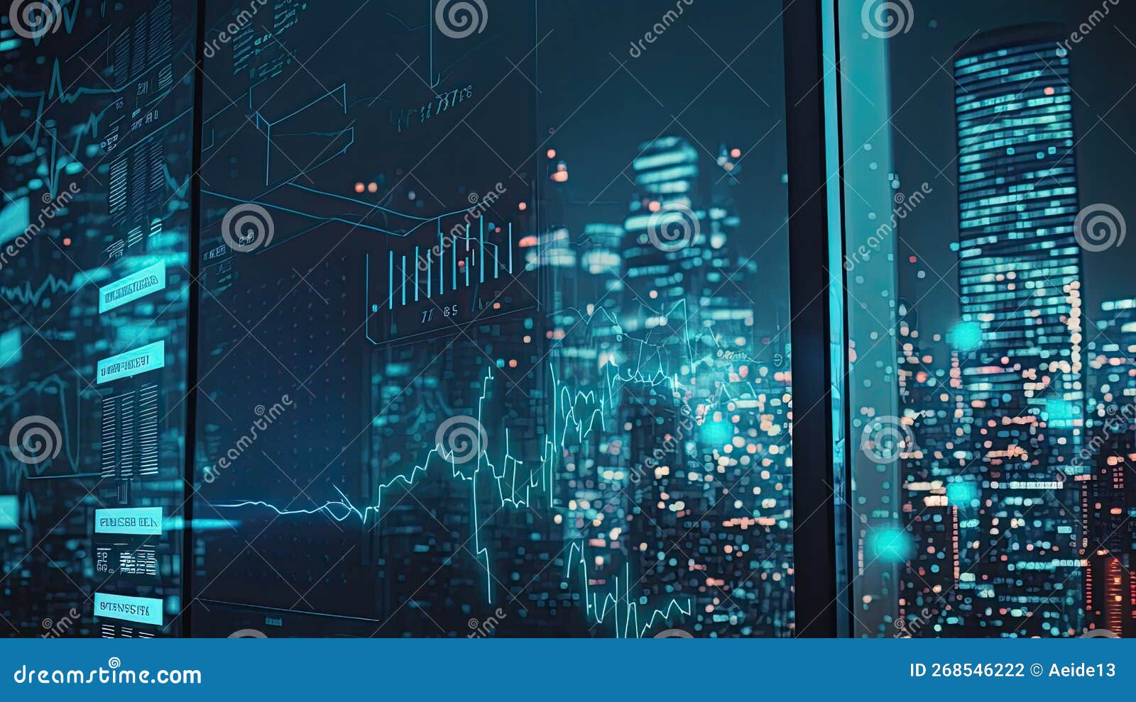 Circuitry and Computer Screens Reflected in Windows of High Rise Sky ...