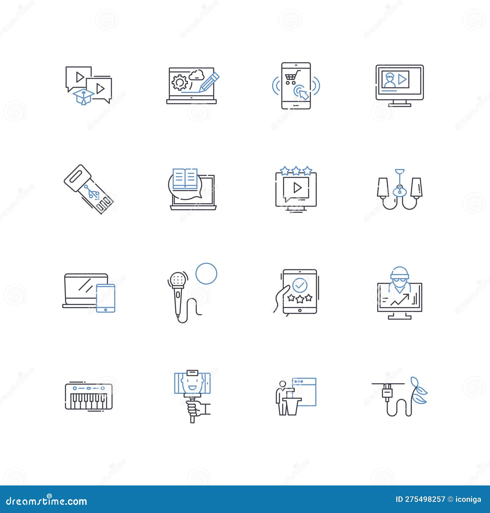 Circuitry Line Icons Collection. Conductivity, Compnts, Resistor ...